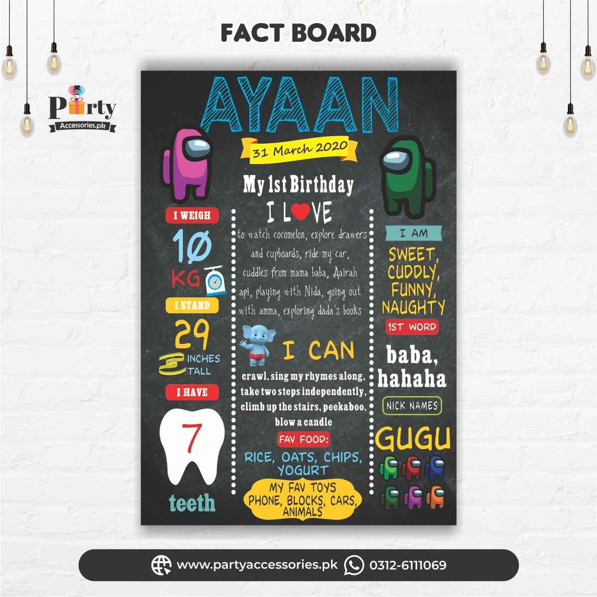 Among Us Theme Party Board: 100% Customizable First Birthday Milestone ...