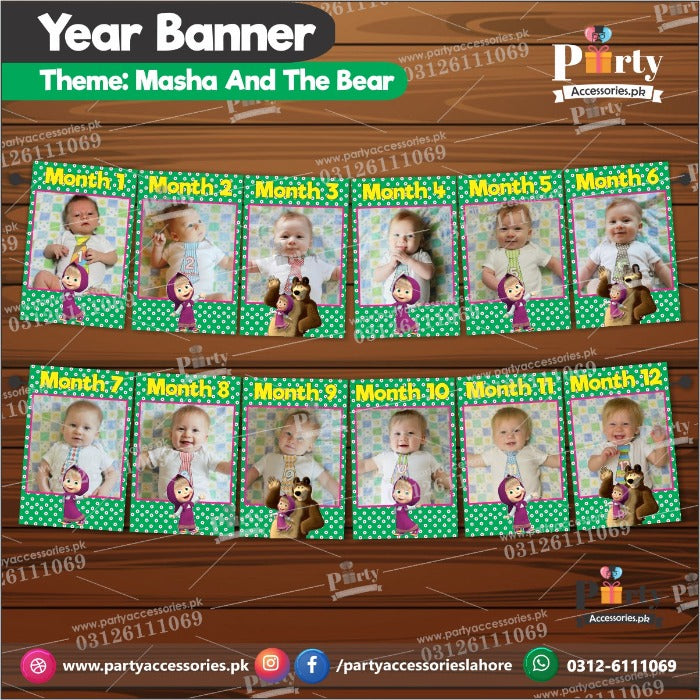 Masha and the Bear theme | Customized Month wise year Picture banner ...