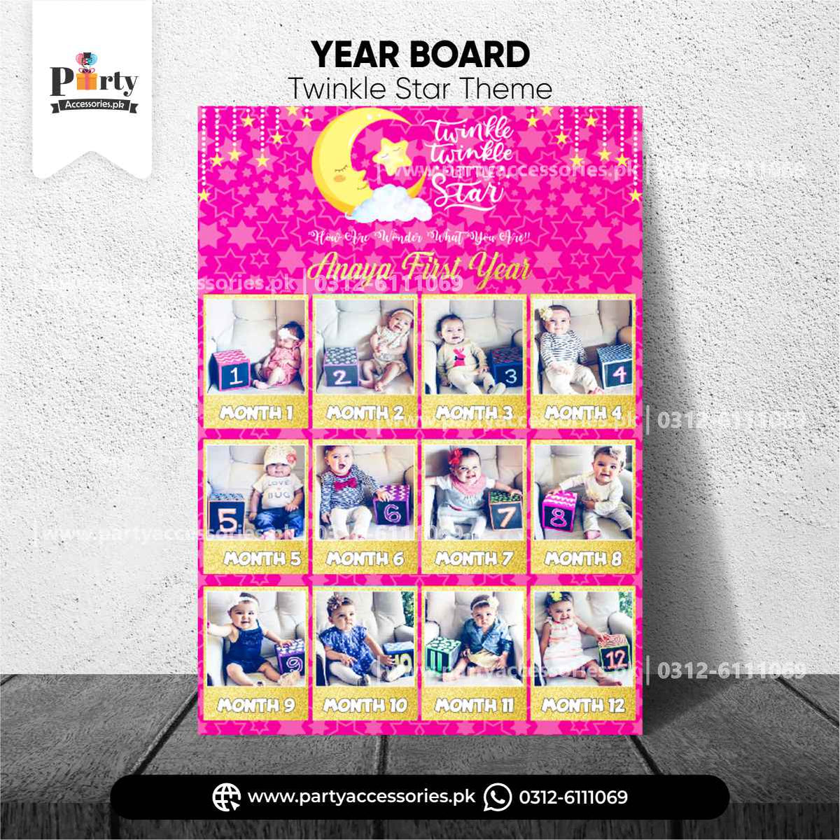 Twinkle Star Girl Theme | Customized Month Picture board (Premium ...