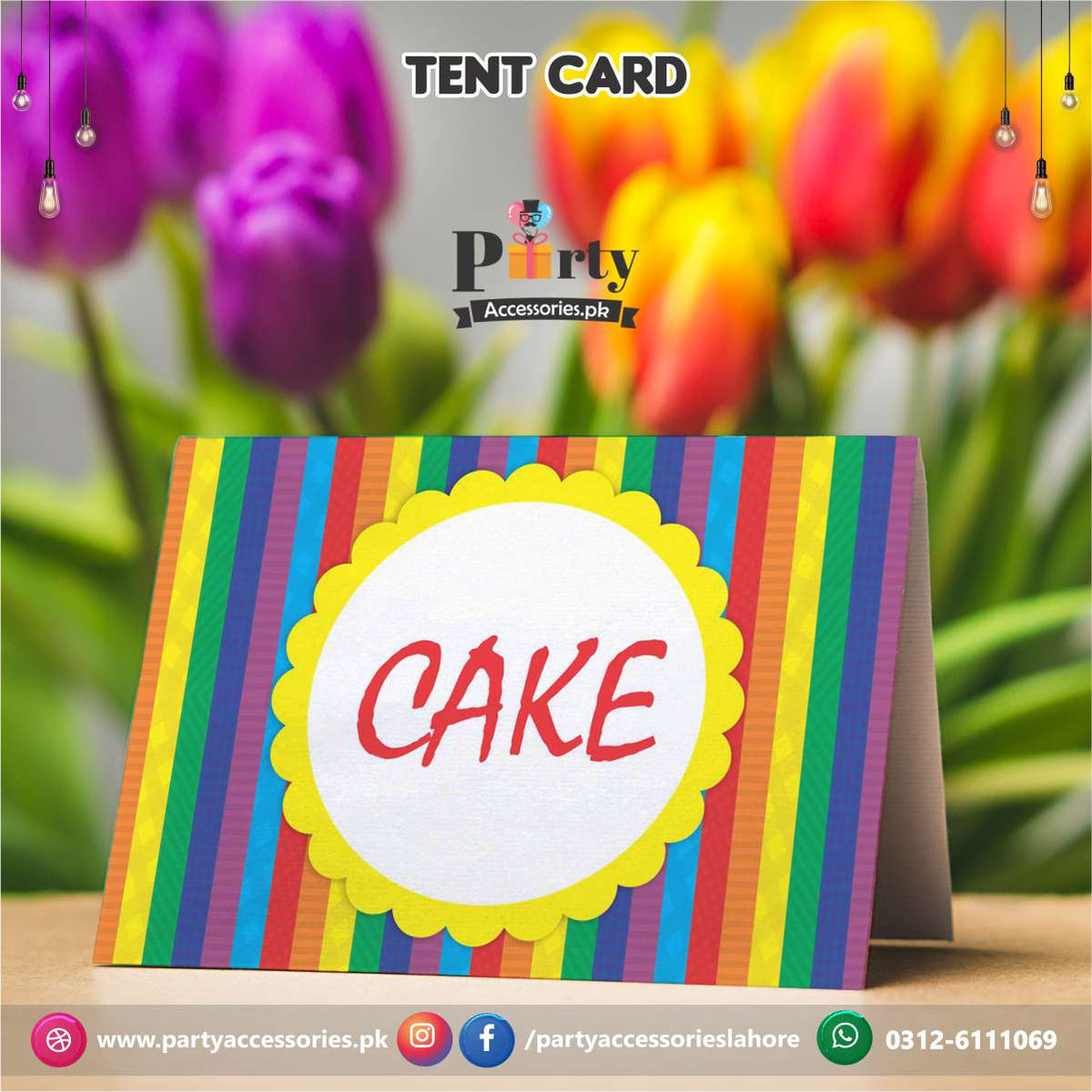 Rainbow theme birthday Table Tent cards – PartyAccessories.com.pk