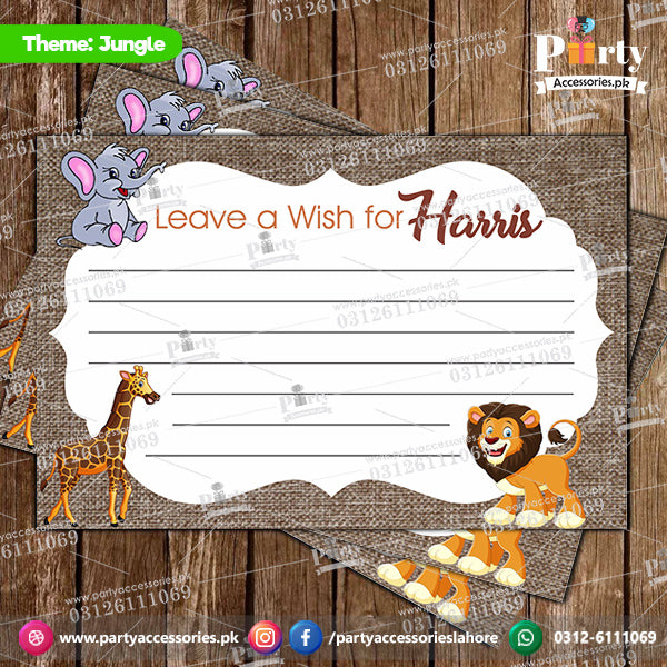 Customized wish cards in jungle safari theme (Pack Of 6 Cards ...