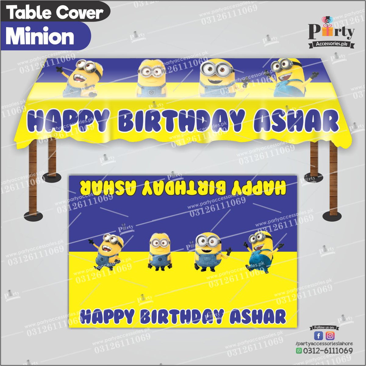 Minion Table Cover: 100% Customizable Birthday Decor – PartyAccessories ...