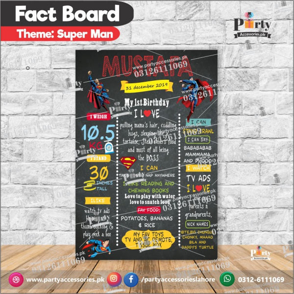 Superman Birthday Fact Board | Customizable Milestone Board ...