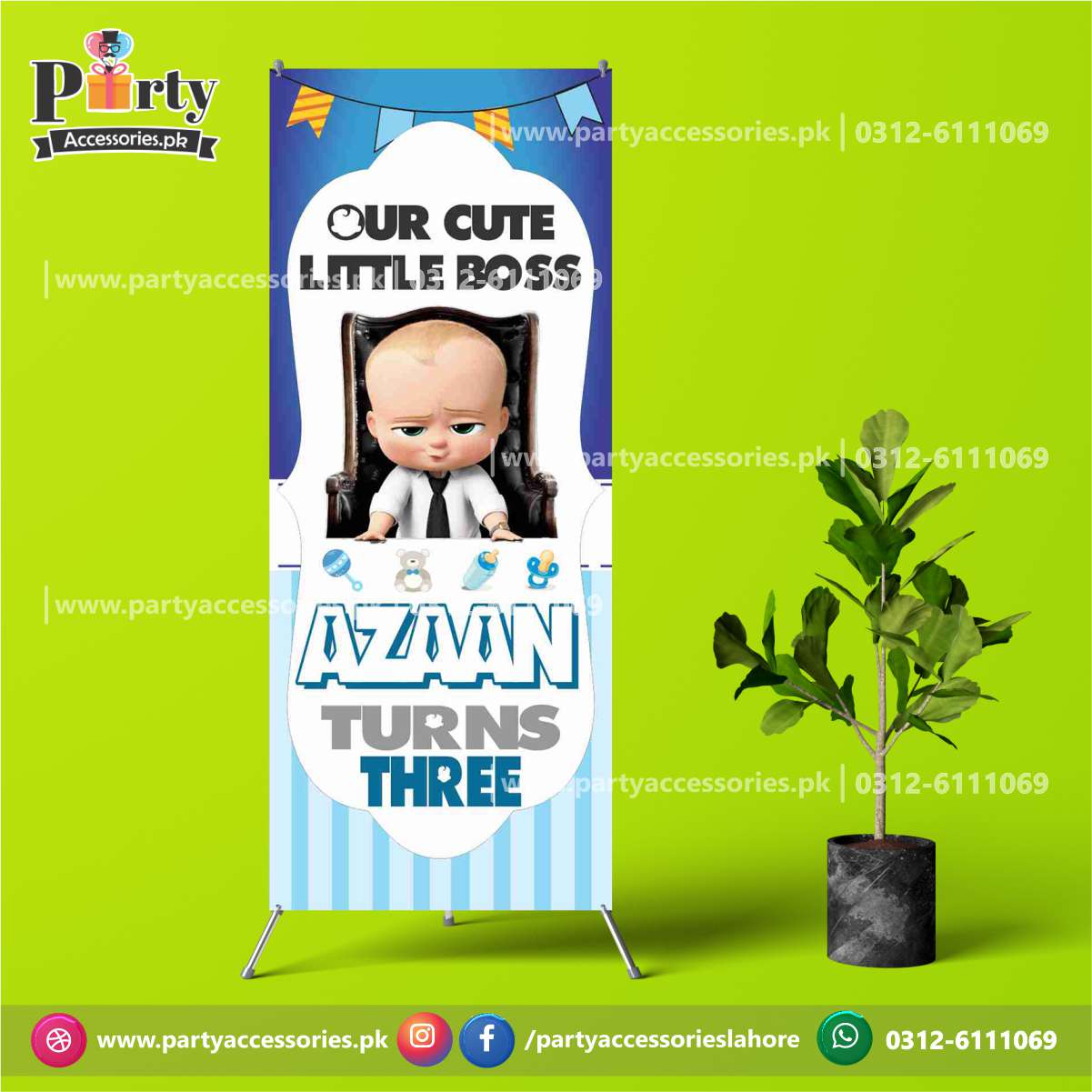 Boss Baby Welcome Standee: 5ft Custom Party Decor – PartyAccessories.com.pk