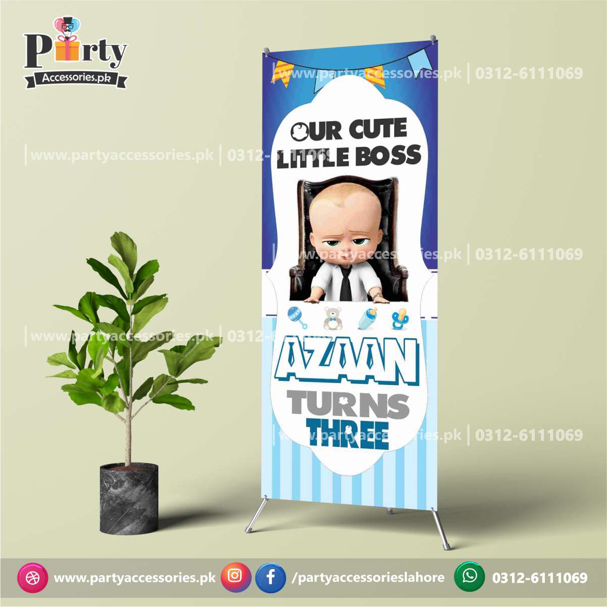 Boss Baby Welcome Standee: 5ft Custom Party Decor – PartyAccessories.com.pk