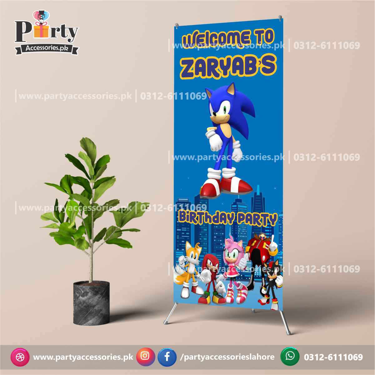 Sonic Birthday Party Standee: 5ft Custom Welcome Sign ...