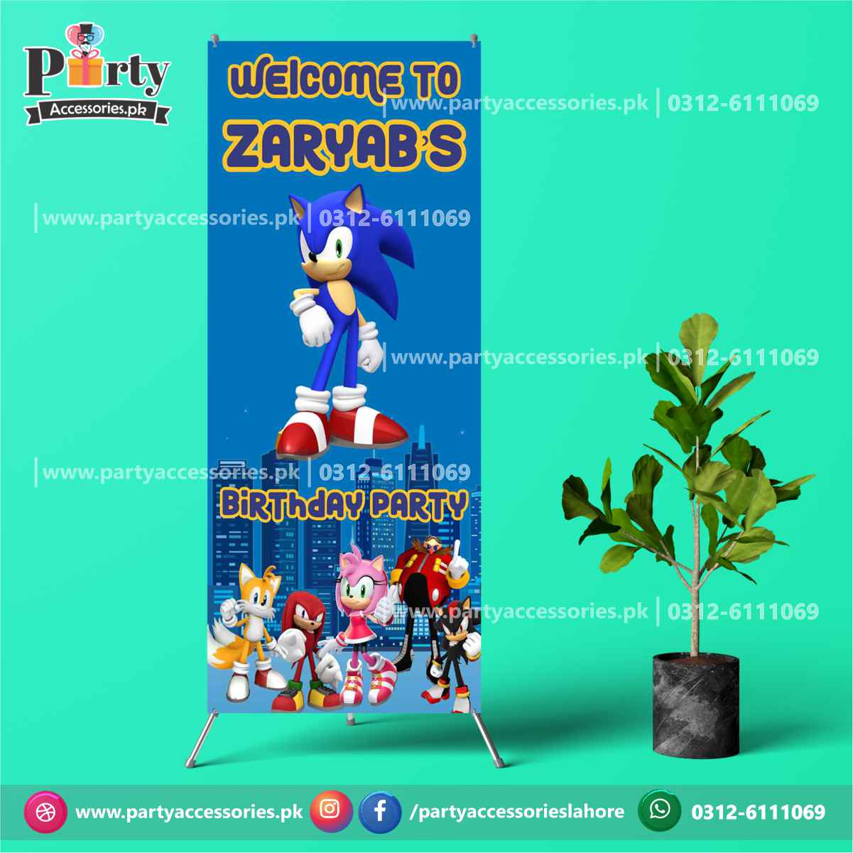Sonic Birthday Party Standee: 5ft Custom Welcome Sign ...