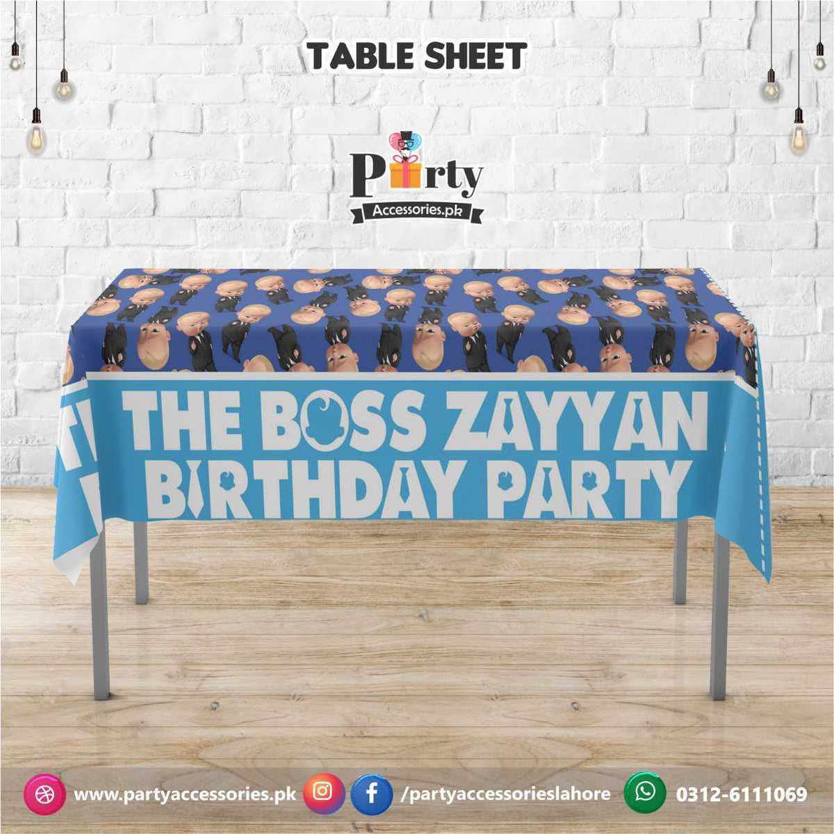 Boss Baby theme Customized table top sheet – PartyAccessories.com.pk