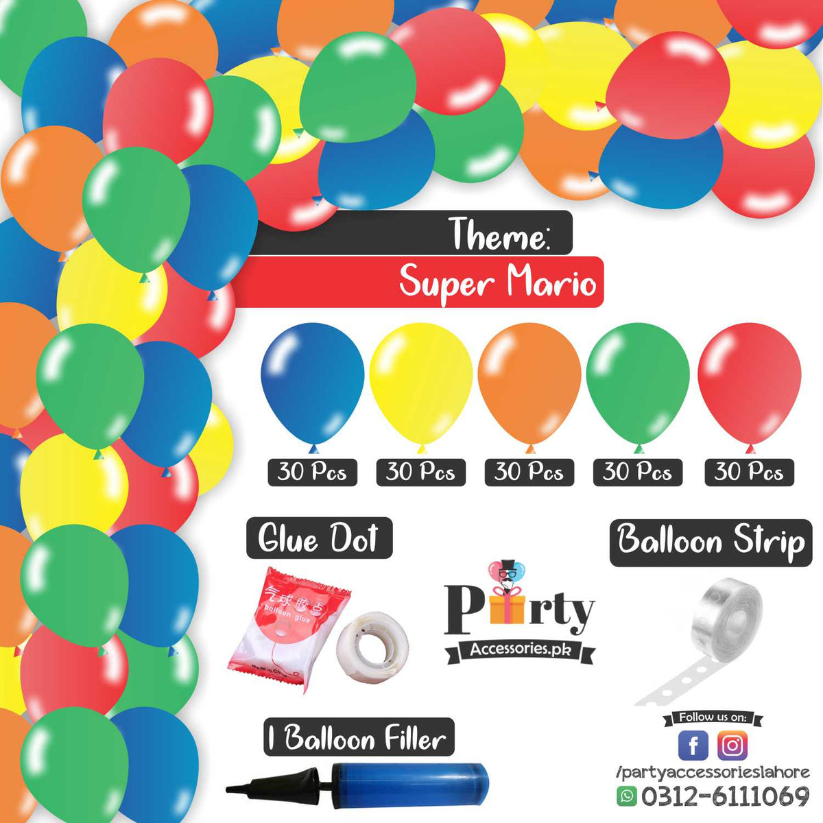 Super Mario Balloon Arch Set: 150 Balloons for Colorful Celebrations ...
