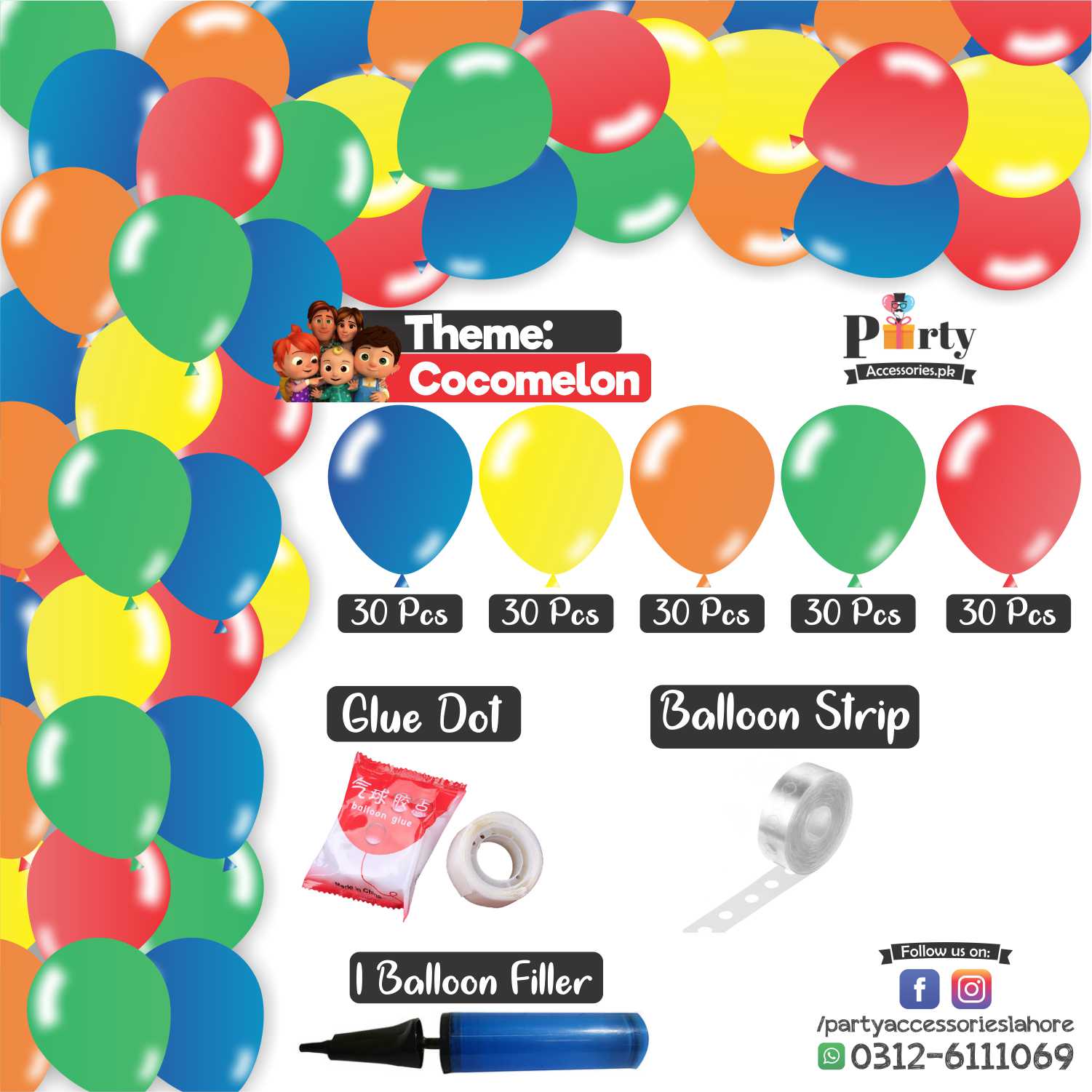Exciting 150-Piece Cocomelon Balloon Set: Create Thrilling Arches ...
