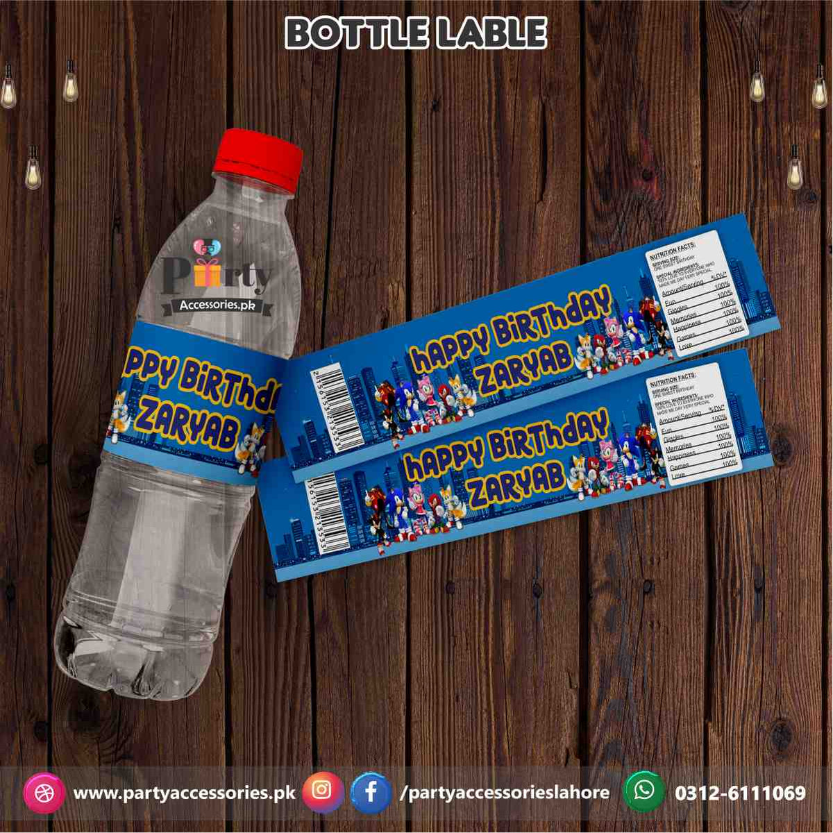 Sonic Theme Bottle Labels: 6-Pack Custom Party Decor – PartyAccessories ...