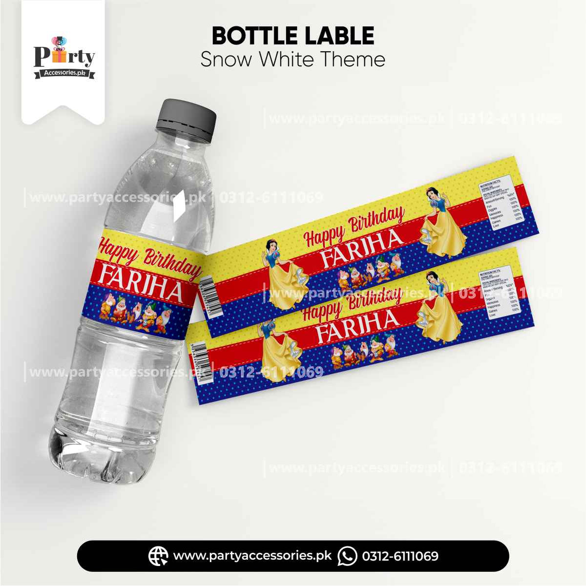 Snow White-Themed Bottle Labels (Pack of 6) for Party Decor ...