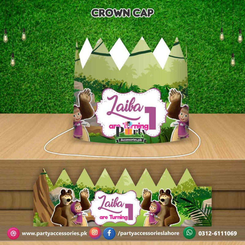 Masha and the Bear Customized Birthday Crown Cap – PartyAccessories.com.pk