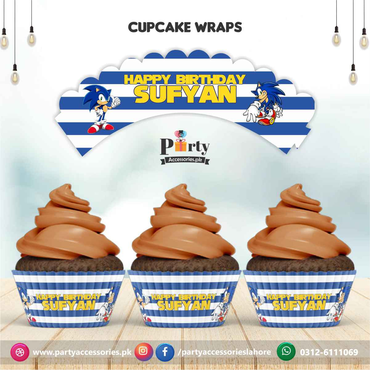 Sonic Cupcake Wraps: 8-Piece Set for Game-Themed Parties ...