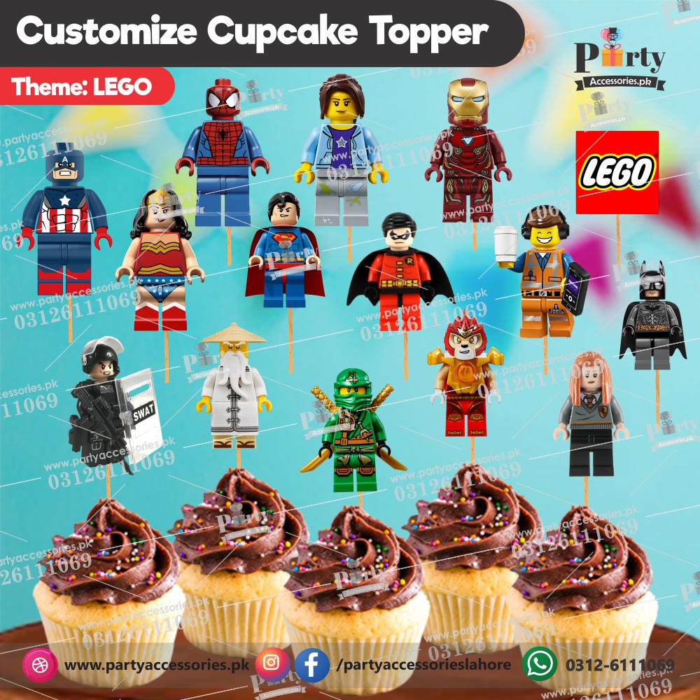 Lego-Themed Cupcake Toppers for Birthday Parties (Pack of 15 ...