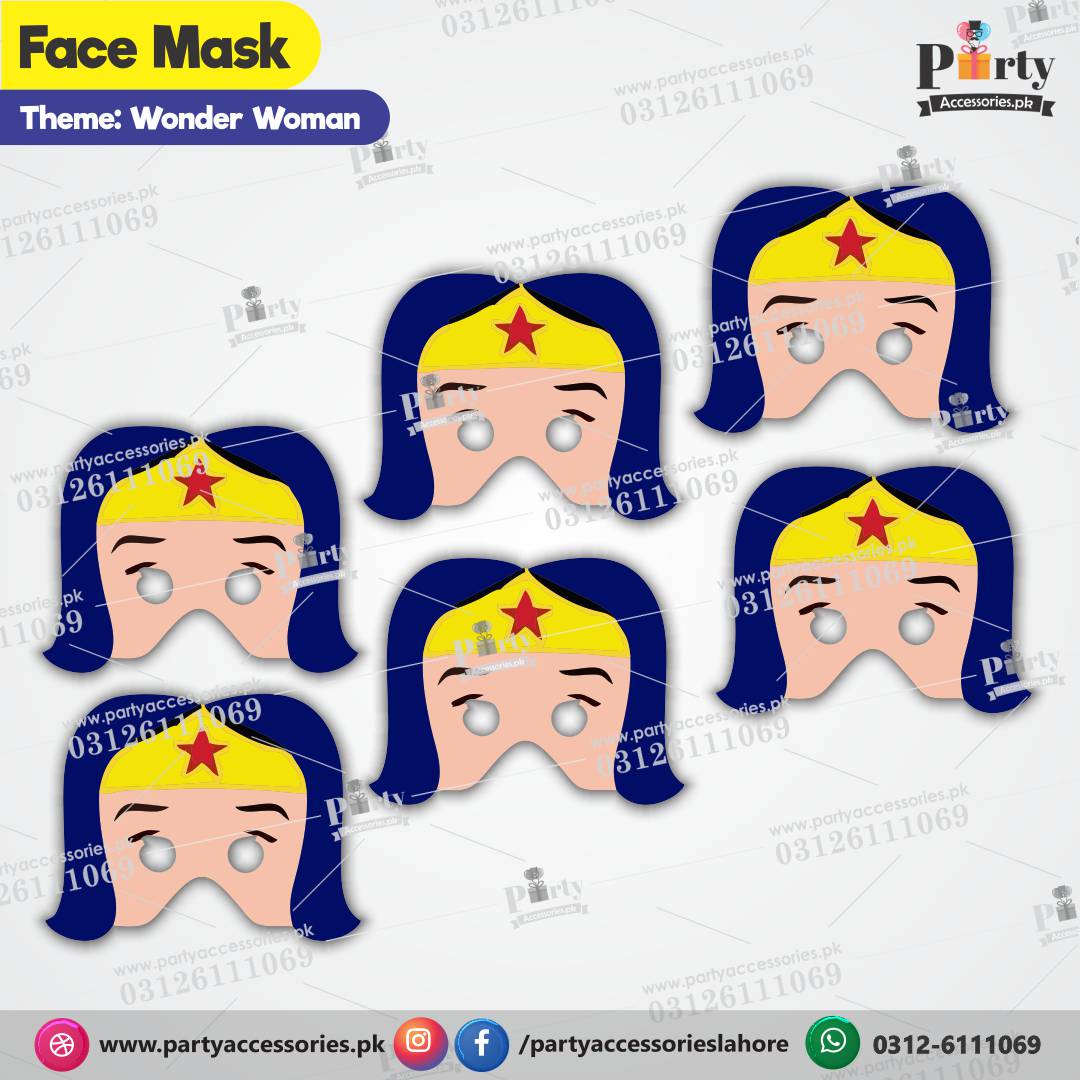 Wonder Woman Face Masks (6-Pack) for Kids' Birthdays – PartyAccessories ...