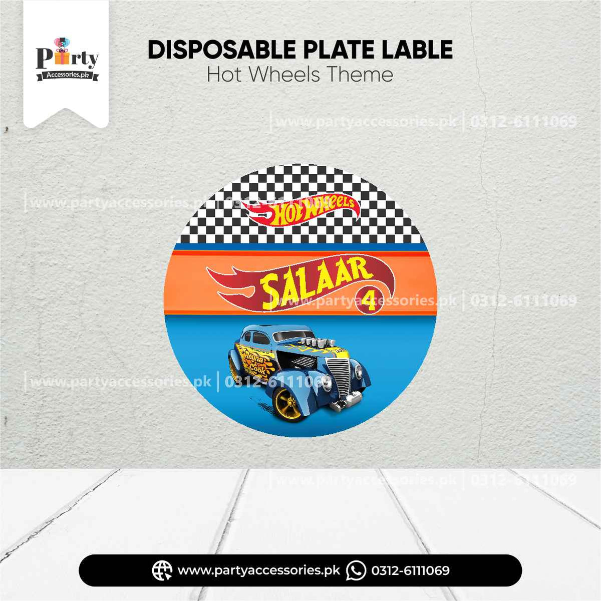 Hot Wheels Disposable Plates with Custom Labels (Pack of 6 ...