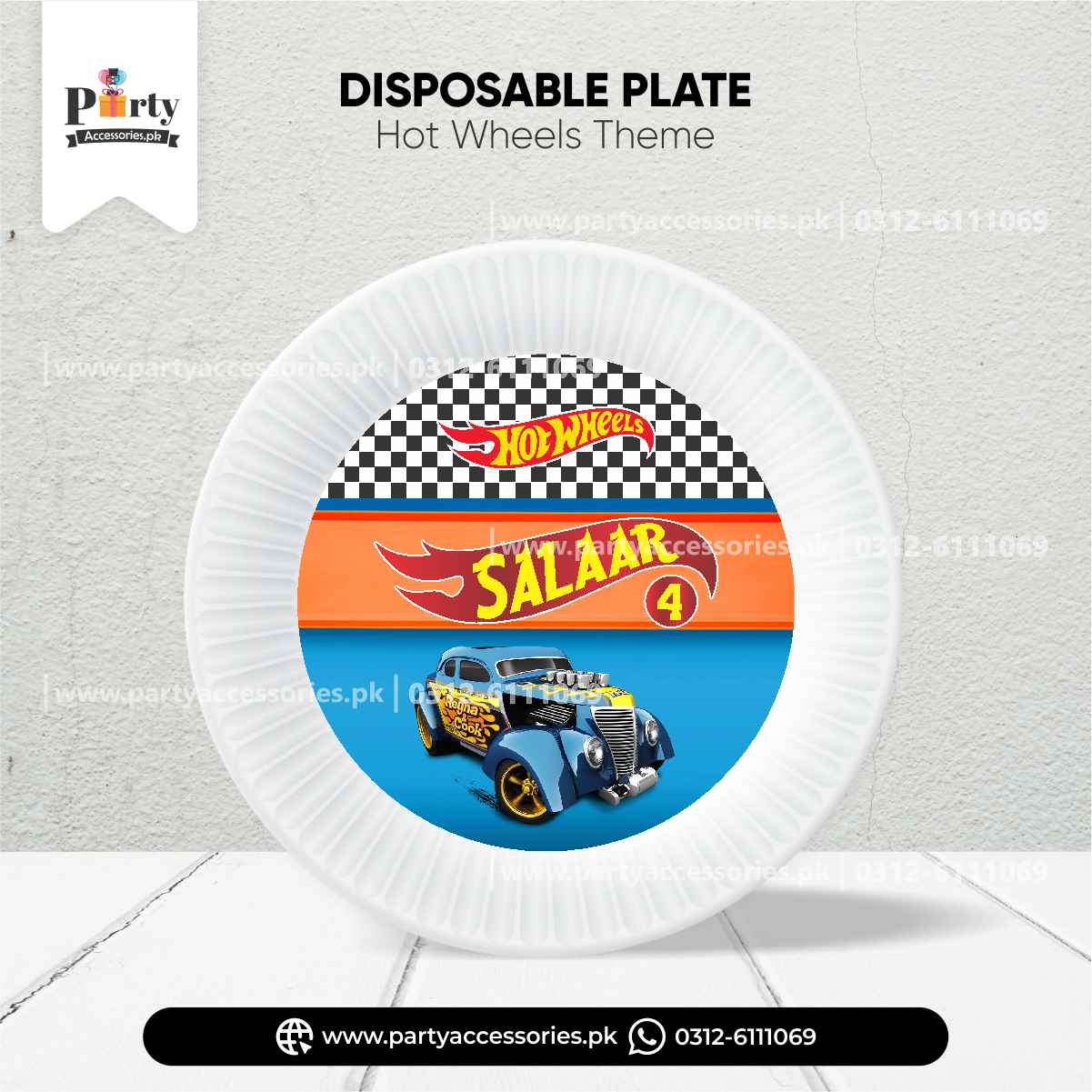 Hot Wheels Disposable Plates with Custom Labels (Pack of 6 ...