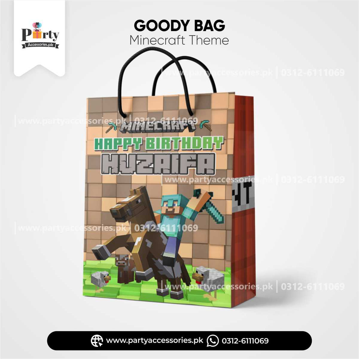 Minecraft Theme Goody Bags - Customized Party Favor Pack of 6 ...