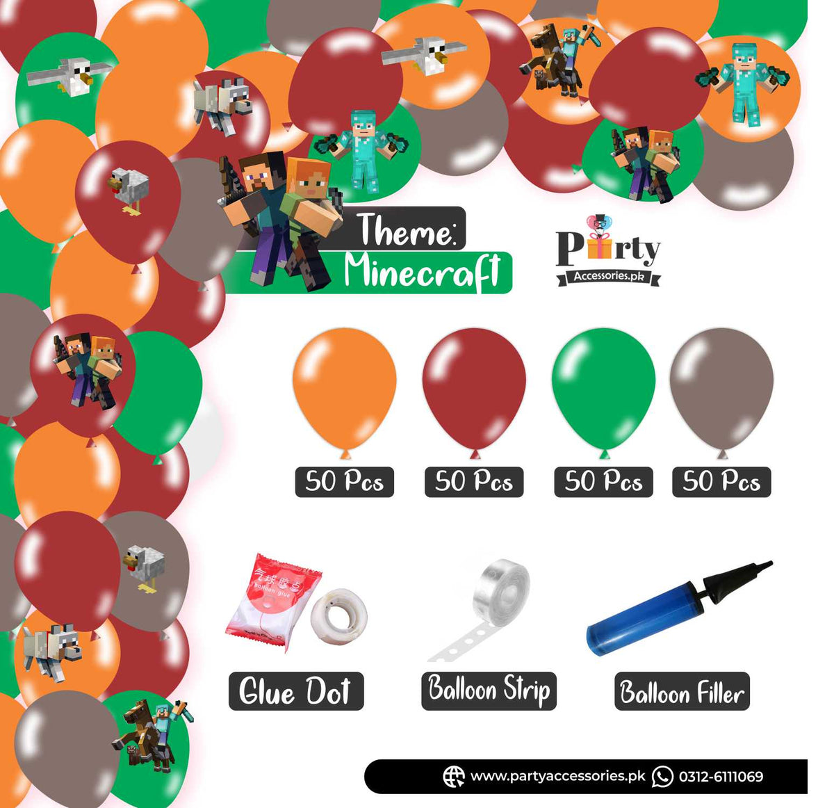 Minecraft Balloon Arch Kit: 150 Pieces for Epic Decor ...