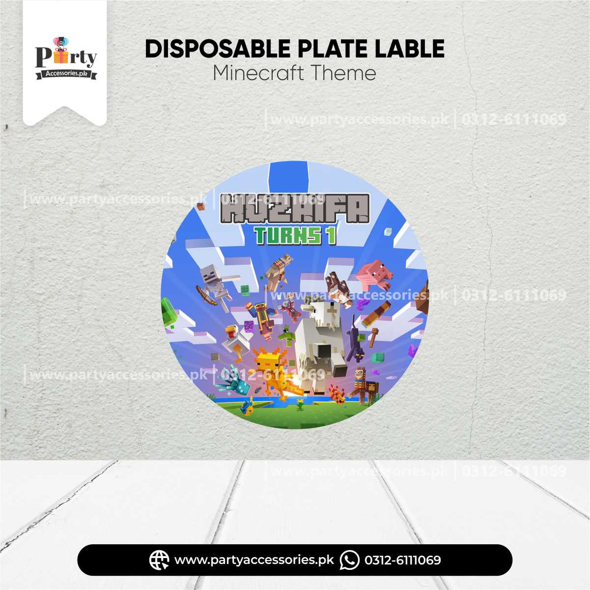 Minecraft Theme Disposable Plates - Custom Labels for Party Tableware ...