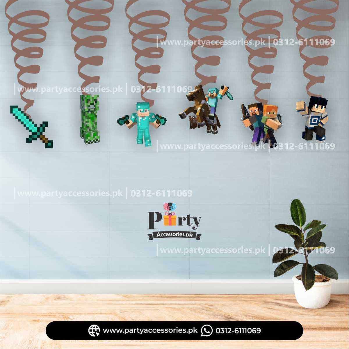 Minecraft Theme Spiral Hanging Swirls - Vibrant Party Decor ...