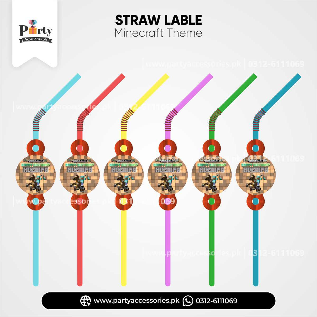 Minecraft Theme Straws - Custom Labels for Party Drinks ...