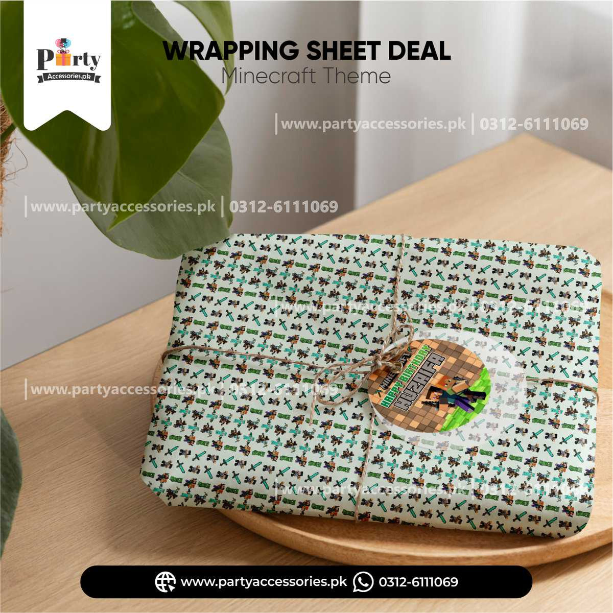 Minecraft Gift Wrap Set: 3-Piece Pixelated Present Perfection ...