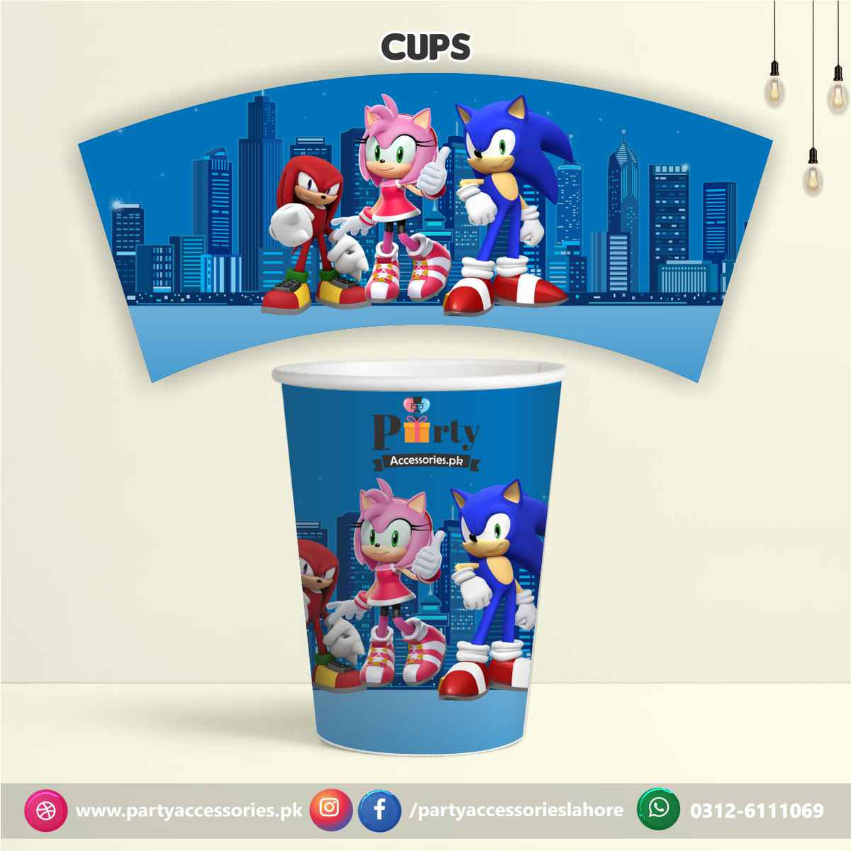 Sonic-Themed Custom Cups | Pack of 6 Disposable Party Decorations ...