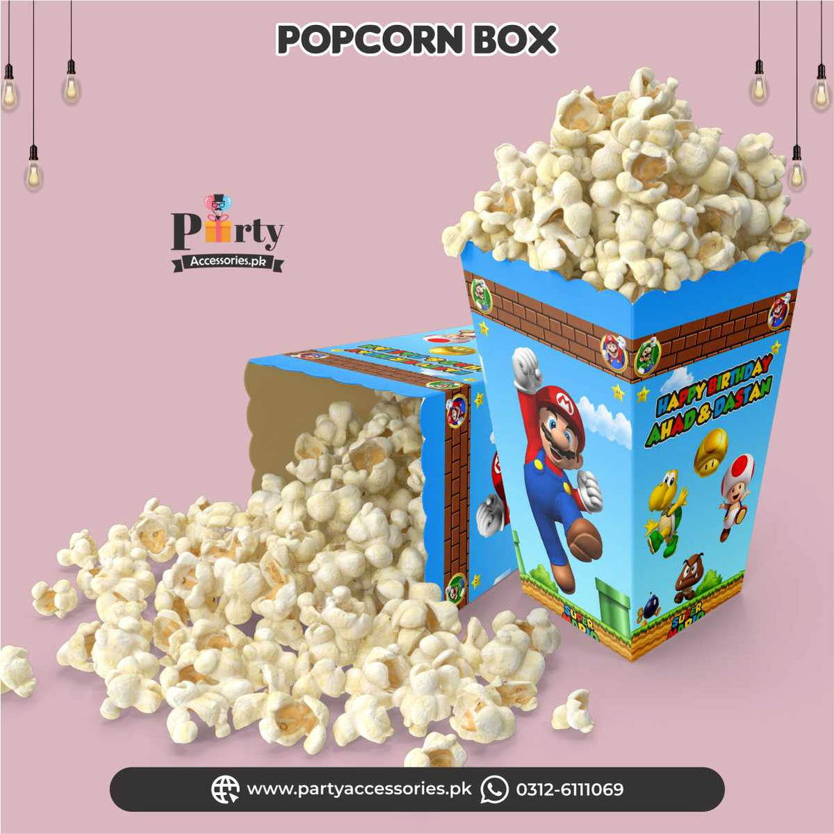 6-Pack Super Mario Popcorn Boxes: Game-Themed Party Must-Have ...