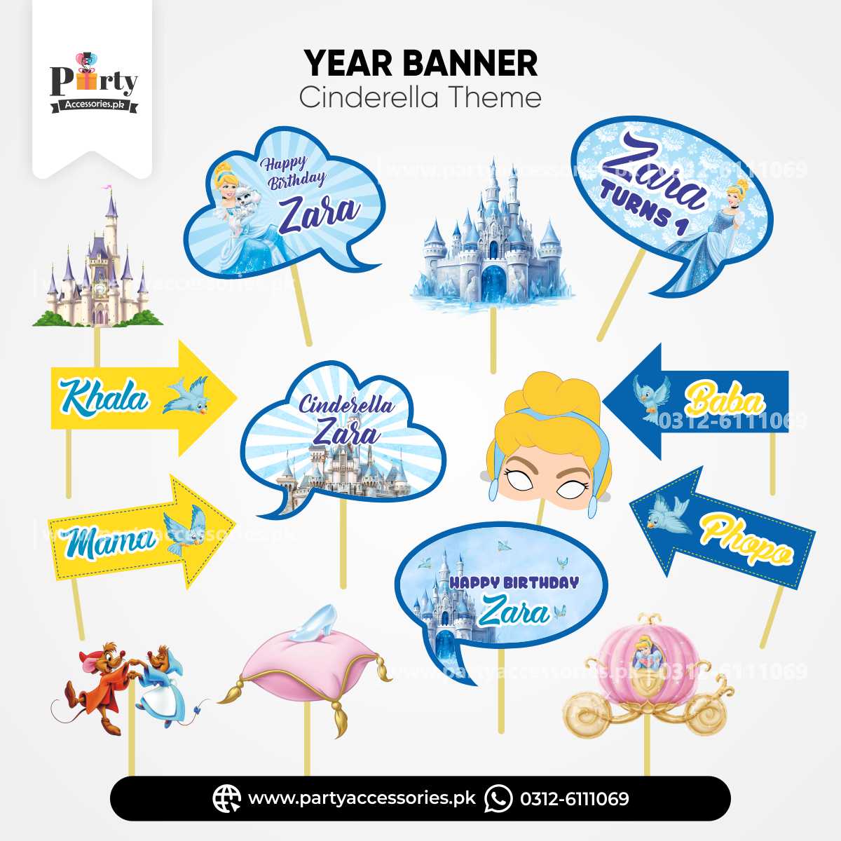 15-Piece Cinderella Party Props Set: Magical Birthday Celebrations ...