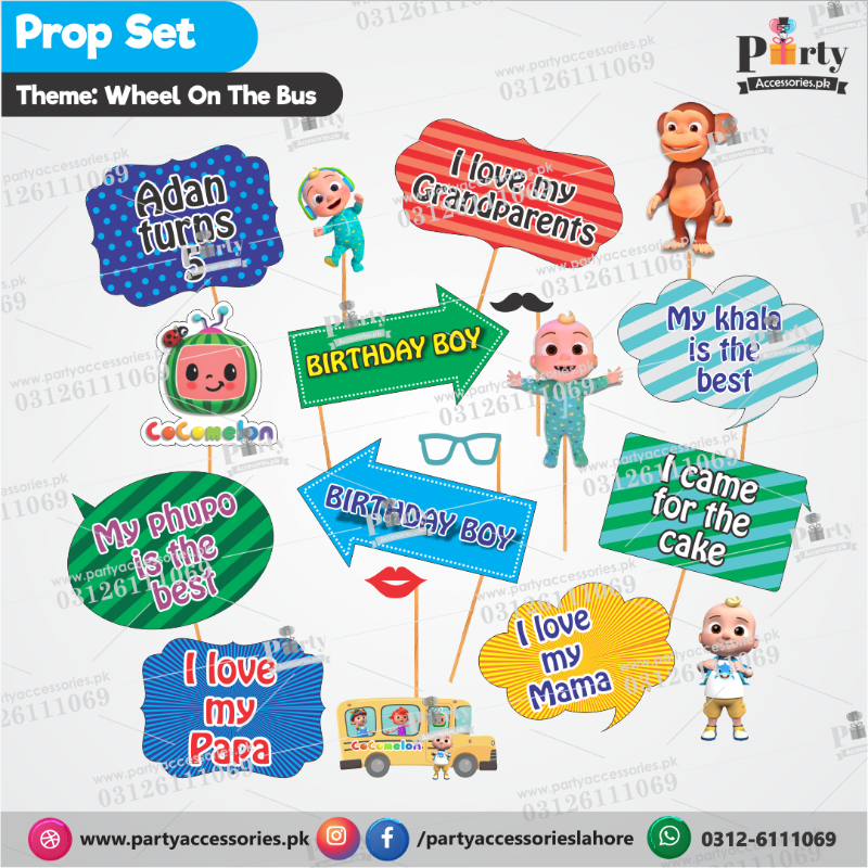 Customized props set for Wheels on the Bus theme birthday party ...