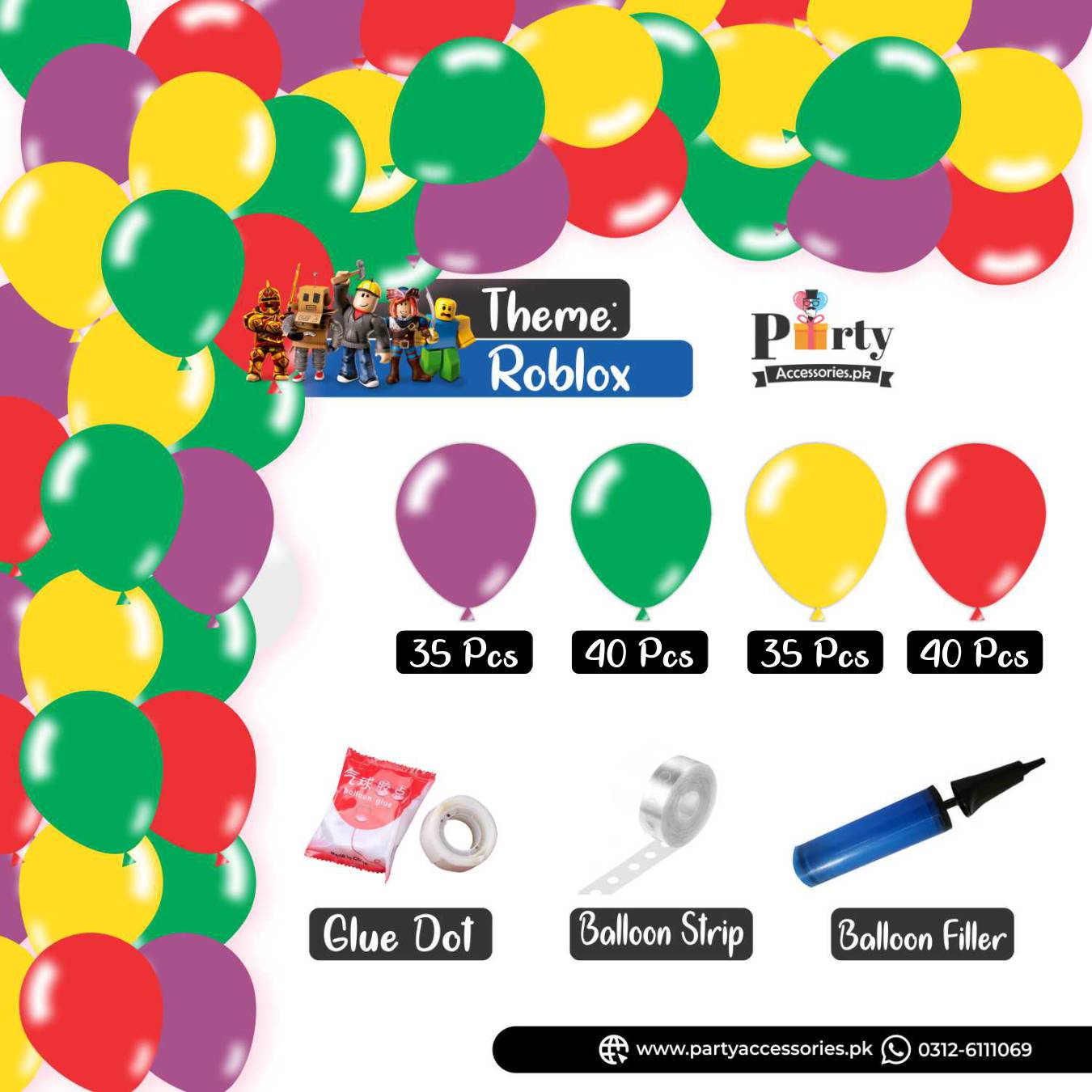 Roblox Balloon Arch Kit: 150 Pieces for Colorful Celebrations ...