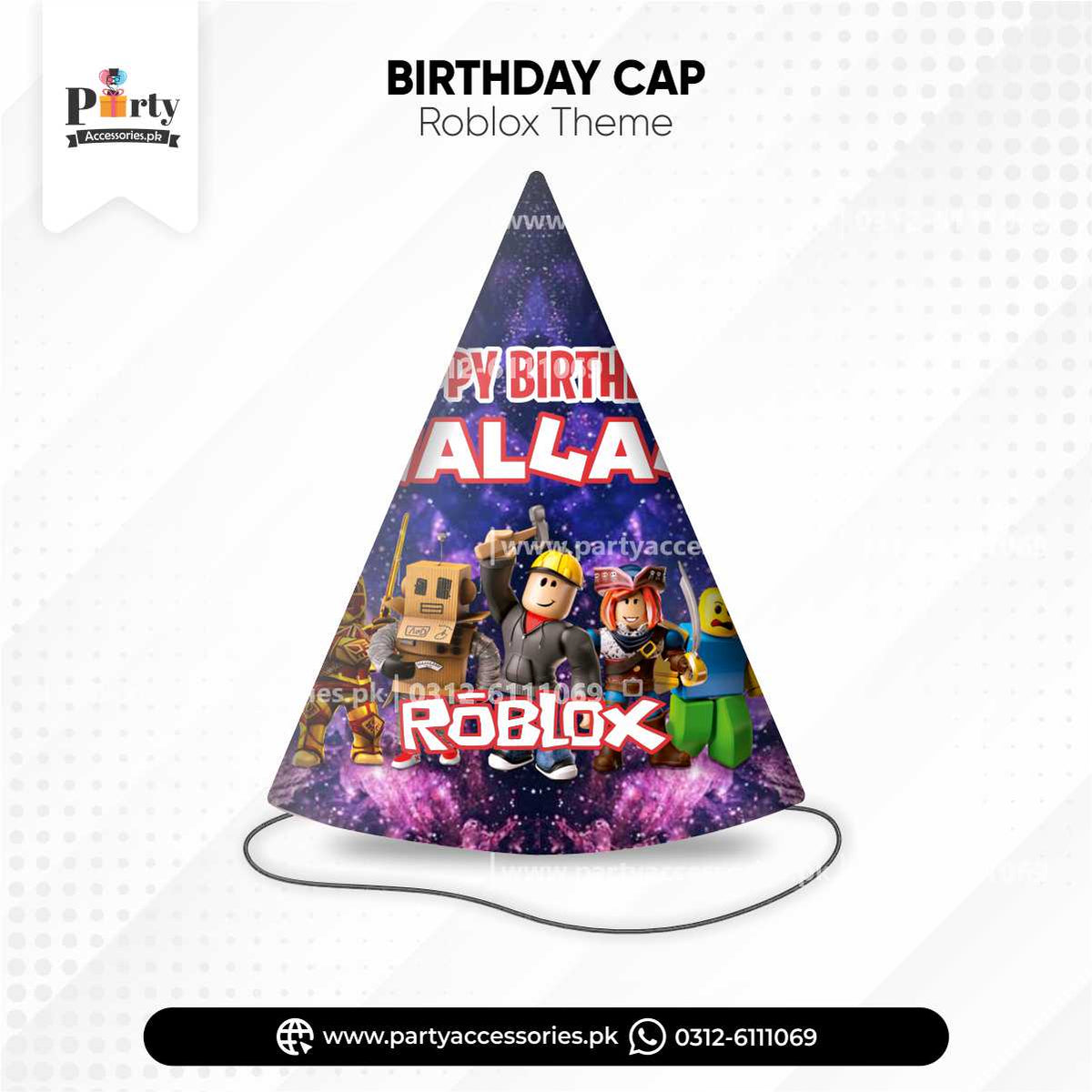 Roblox Boy Theme Party Cone Caps (Pack of 6) | Birthday Fun ...