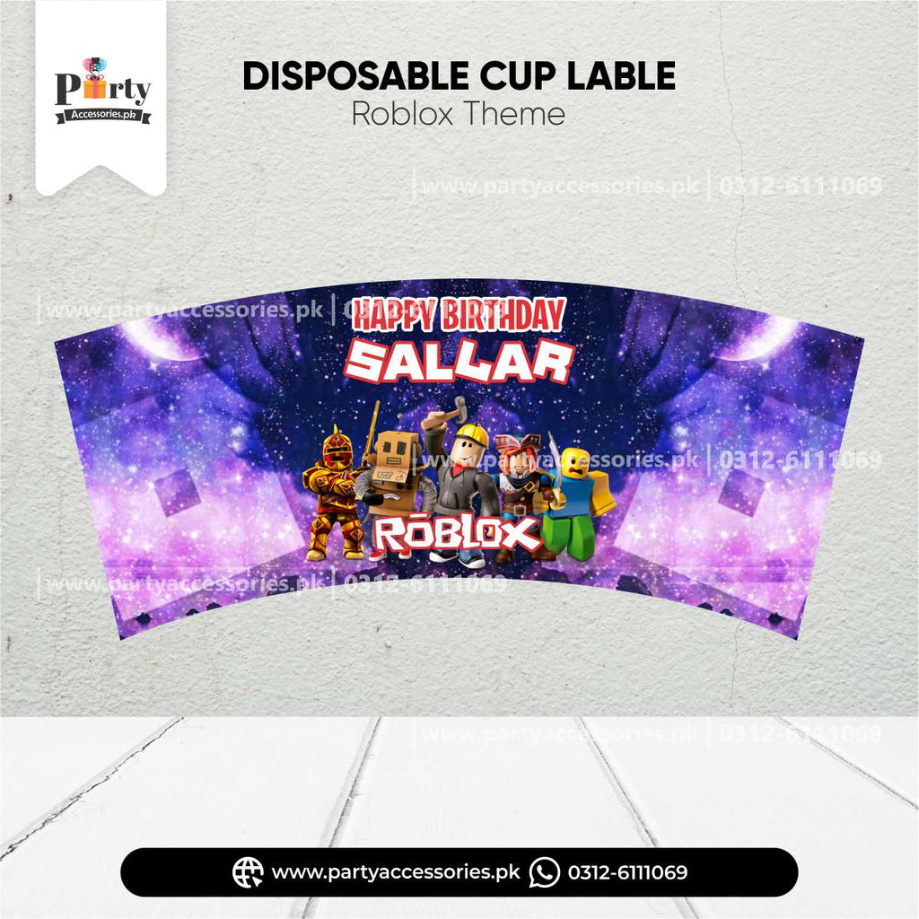 Roblox Boy Theme Disposable Cups - Custom Labels for Party Drinks ...