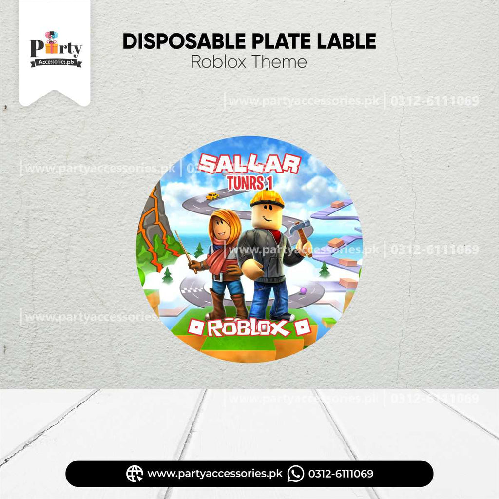 Roblox Boy Theme Disposable Plates - Custom Labels for Party Tableware ...