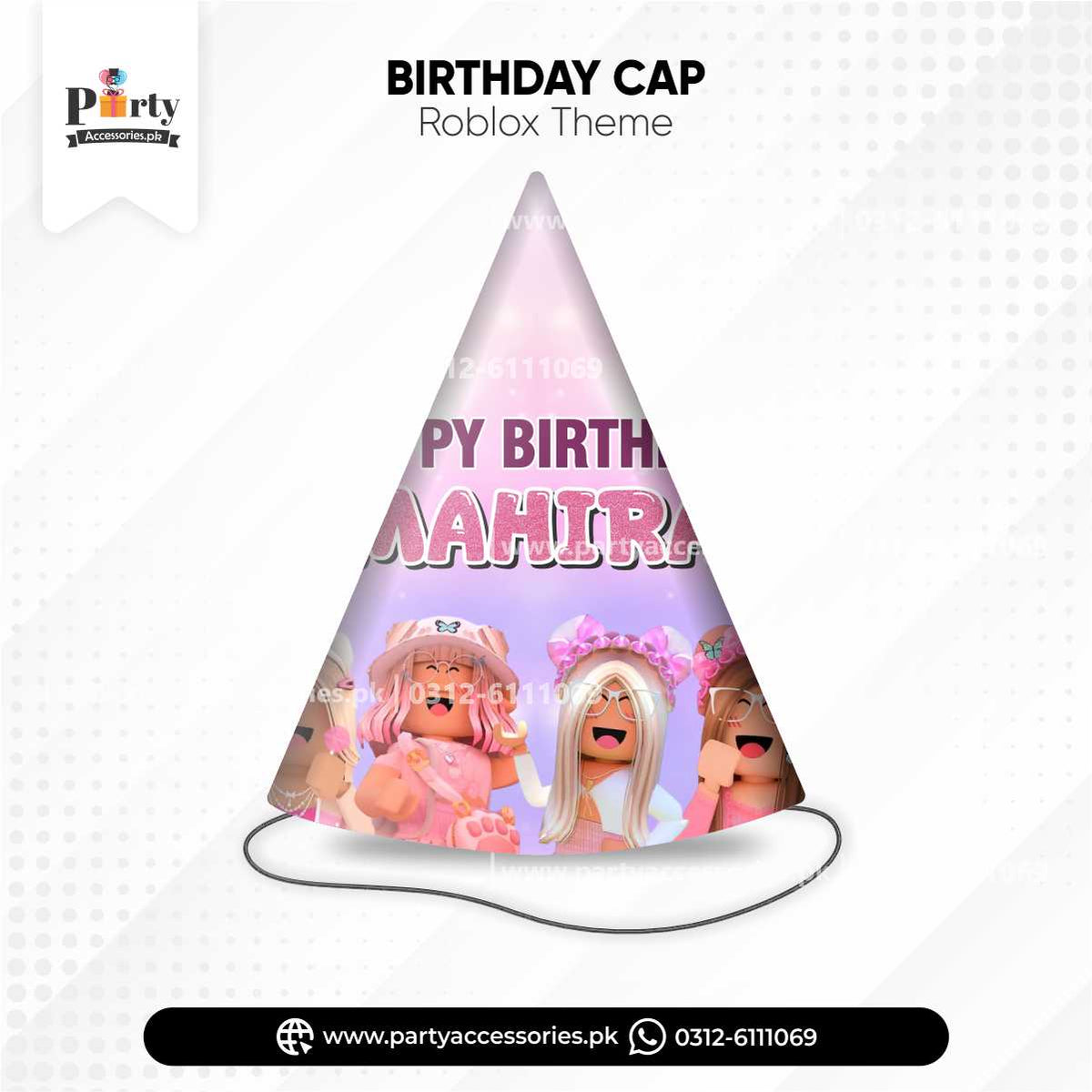 6-Pack Roblox Girl Theme Party Cone Caps | Birthday Celebration ...