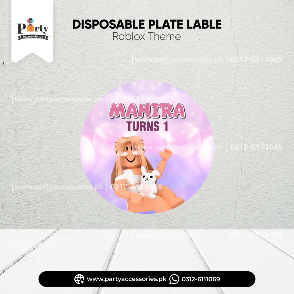 Roblox Girl Theme Disposable Plates - Custom Labels for Parties ...