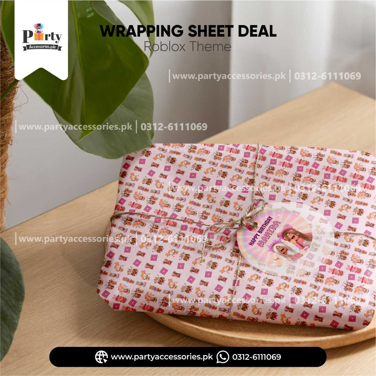 Roblox Girl Theme Wrapping Sheets Set - Gift Wrap with Ribbon ...