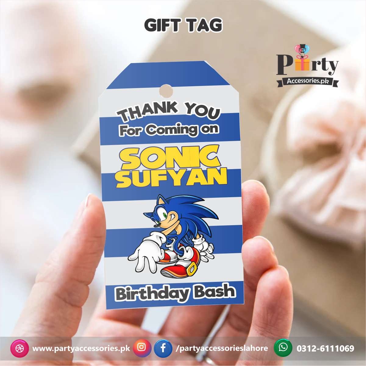 Customized Sonic Theme Thank You Tags for Parties and Gifts ...