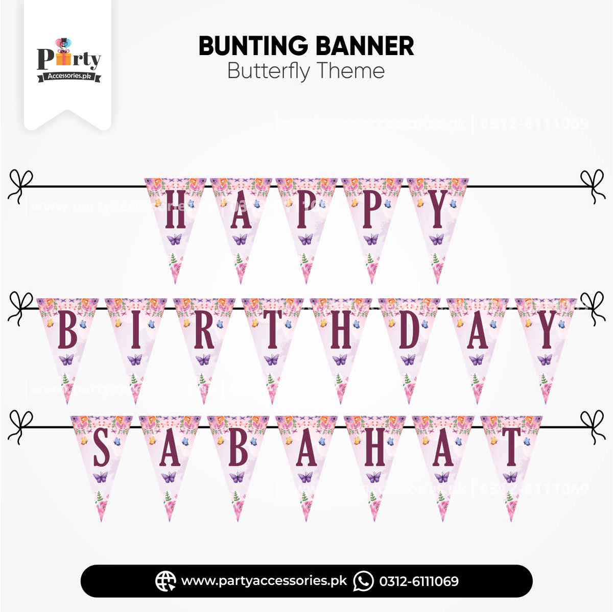 Butterfly Theme V-Shaped Bunting Banner | Fairytale Party Decor ...