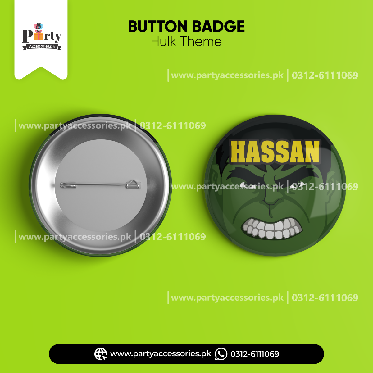 Hulk-Themed Customized Button Badges for Birthday Parties ...