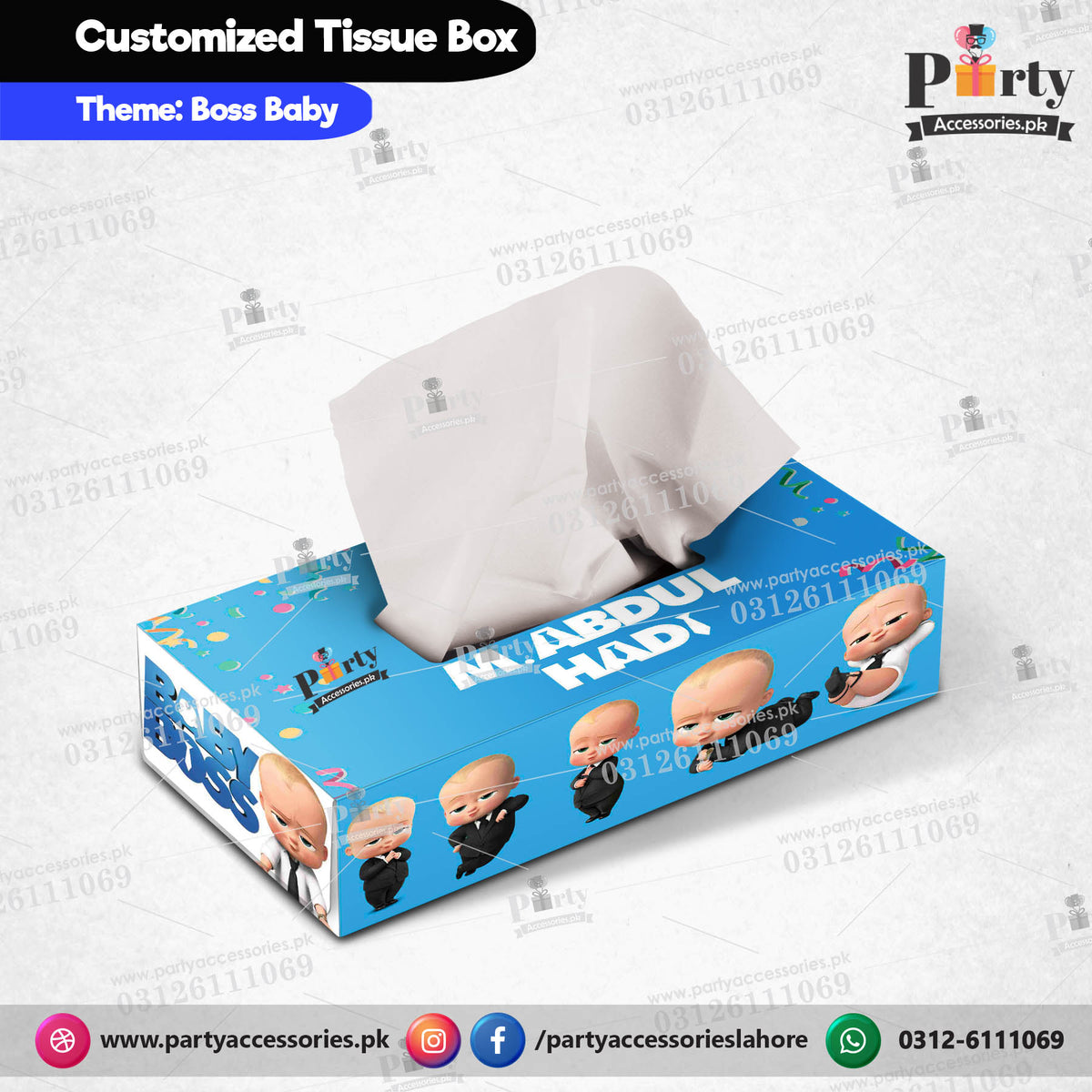 Boss Baby birthday theme decoration Customized Tissue Box cover ...