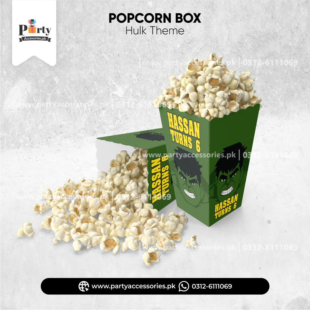6-Pack Hulk Theme Birthday Party Popcorn Boxes | Party Supplies ...