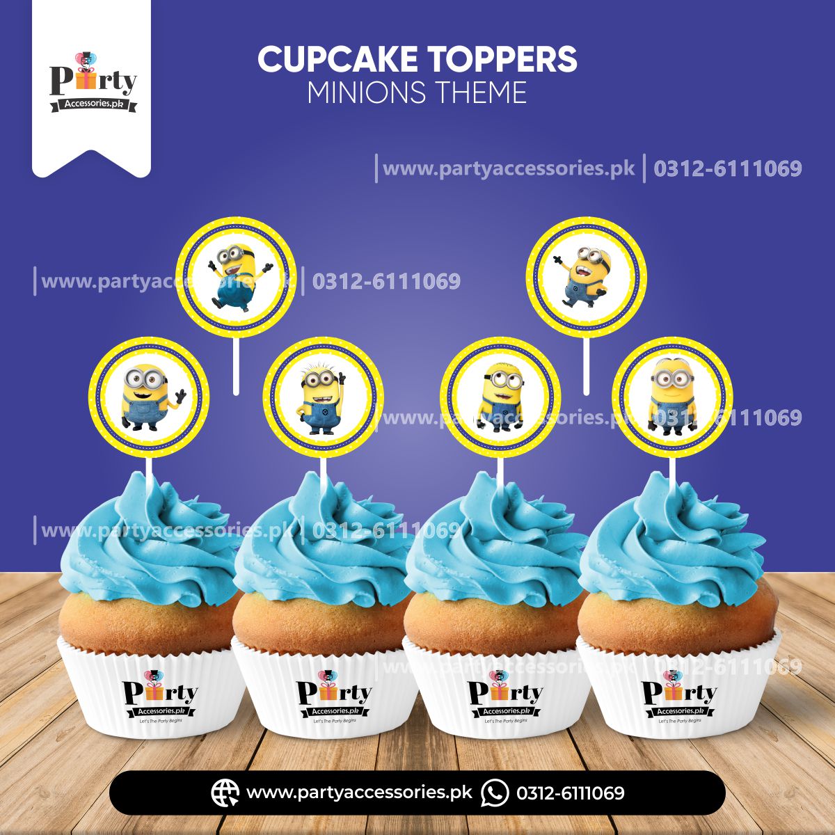 Minions theme birthday table decoration | Cupcake toppers set cutouts ...