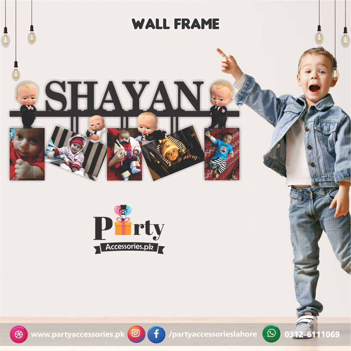 Boss Baby Wall Name Frame: 5-Photo Custom Decor for Baby's Room ...