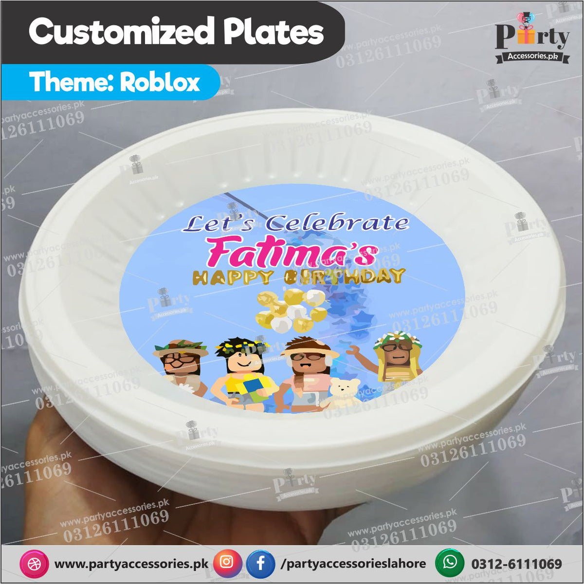 Roblox Girl Theme Disposable Plates - Custom Labels for Parties ...