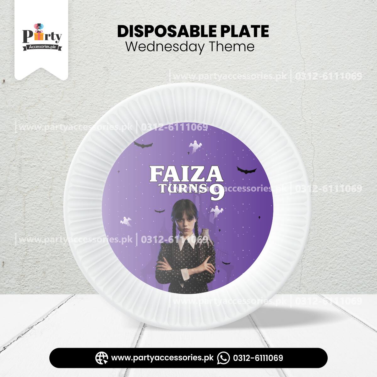Wednesday Addams Disposable Plates with Custom Labels ...
