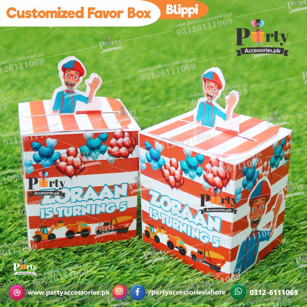 Blippi Theme Favor Boxes: 6-Pack of Customized Goody Containers ...