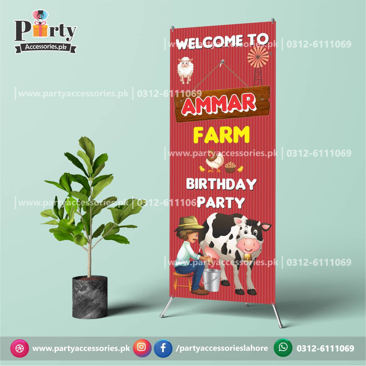 Customized Welcome Standee in Farm animals Theme Birthday Party decor ...